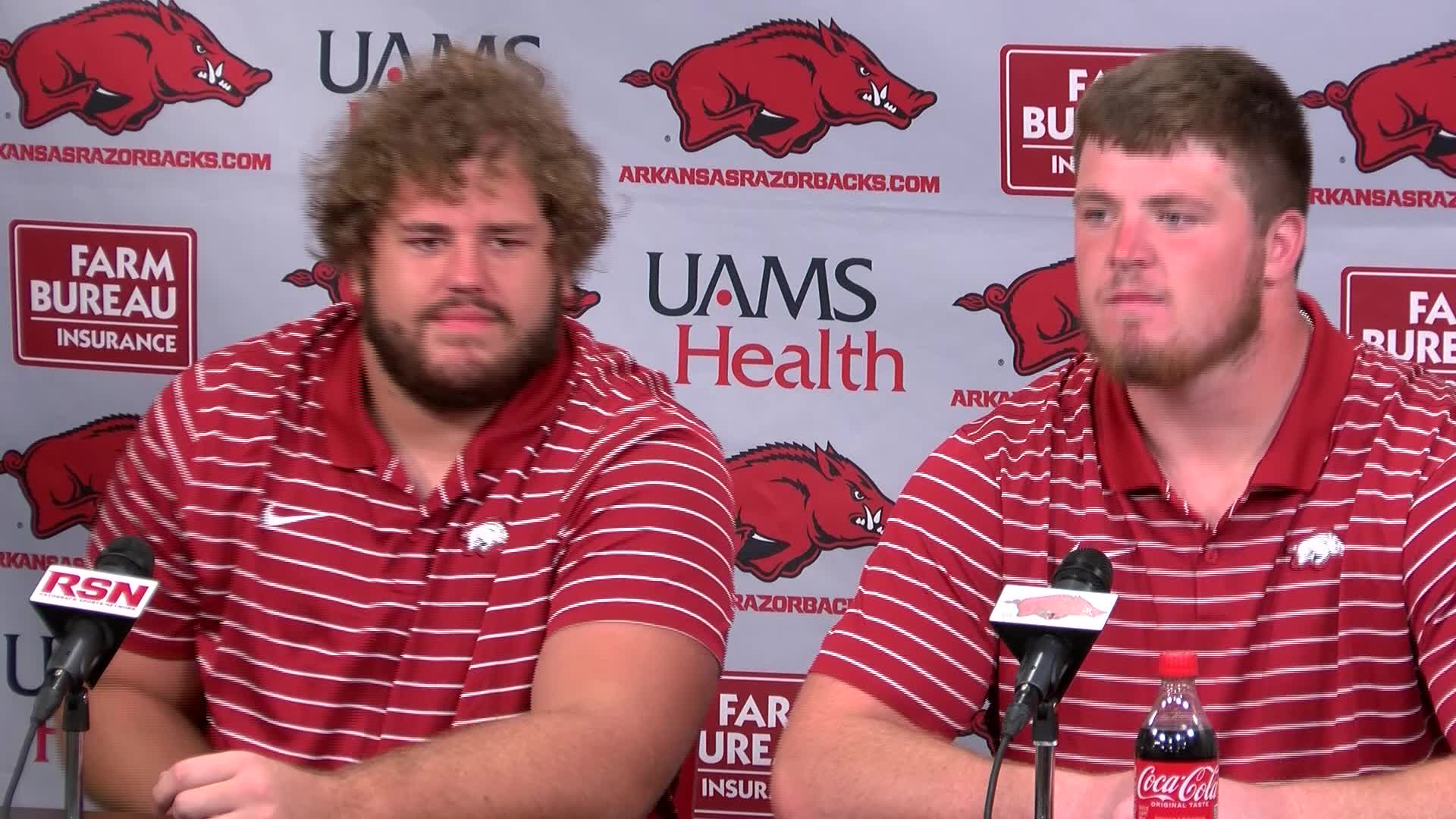 Arkansas offensive linemen Brady Latham and Luke Jones talk fall camp ...