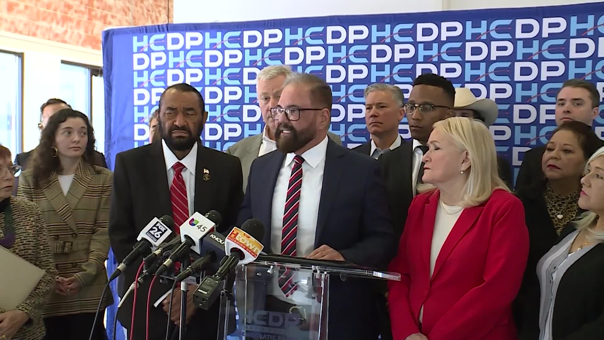Harris Co. Democratic Party Unidos Committee Chair Raed Gonzalez speaks ...